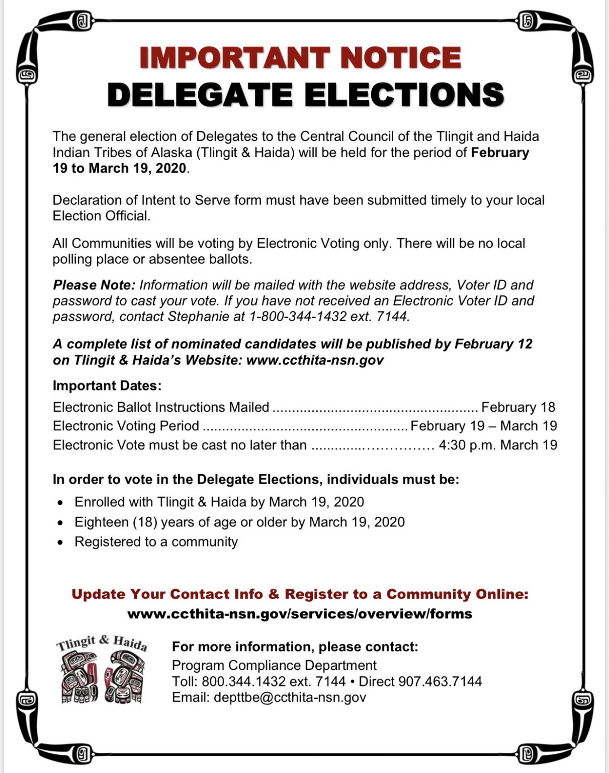 Notice of Delegate Elections - San Francisco Tlingit & Haida Community ...